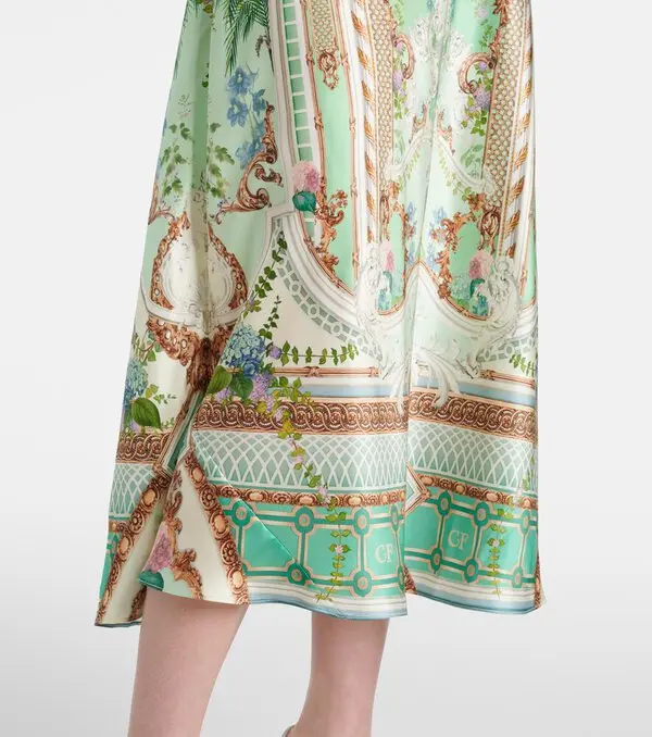 Camilla Gathered Silk Midi Dress