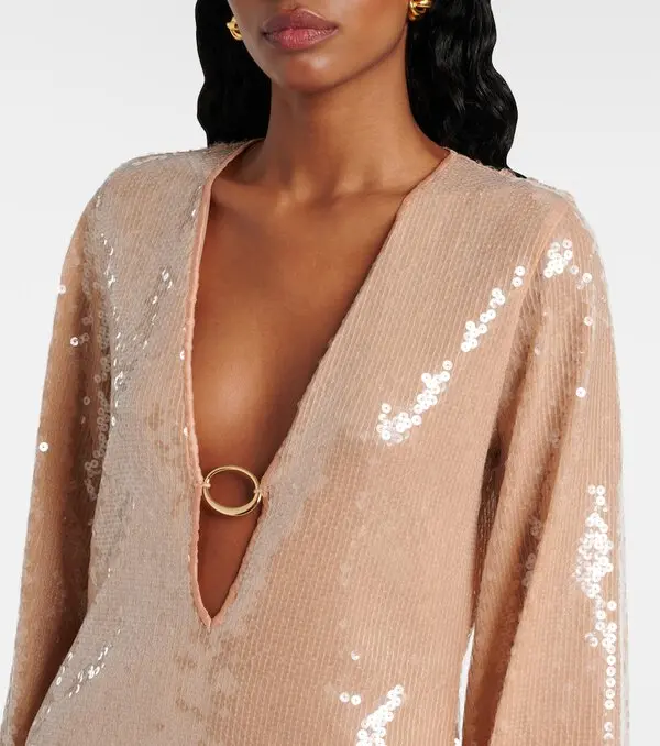 Oseree Sequined Tunic - Beige