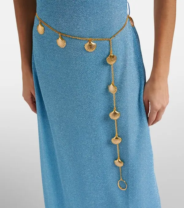 Oseree Lumière Belted Maxi Dress - Blue