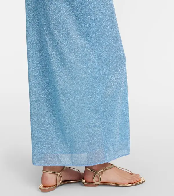 Oseree Lumière Belted Maxi Dress - Blue