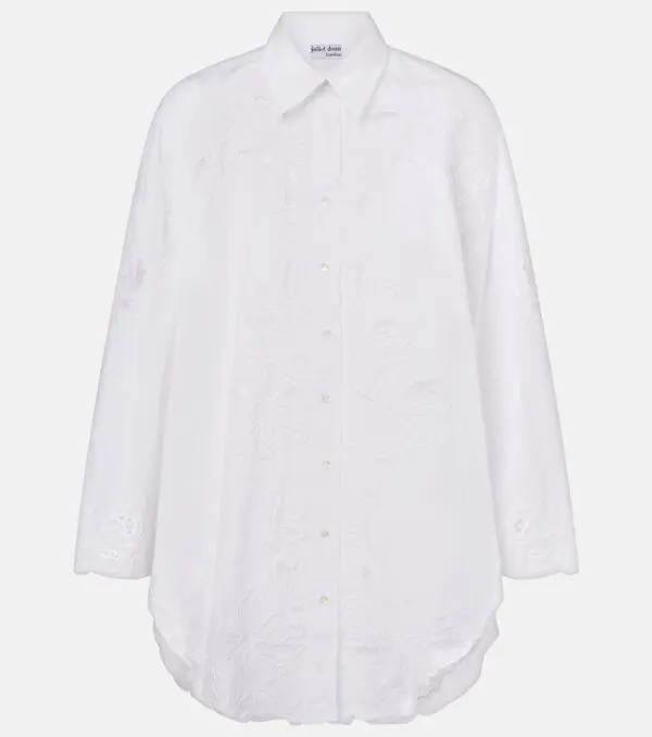 JULIET DUNN Broderie Anglaise Cotton Poplin Shirt - Red