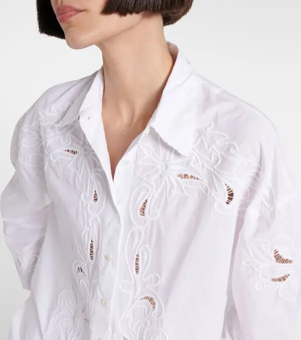 JULIET DUNN Broderie Anglaise Cotton Poplin Shirt