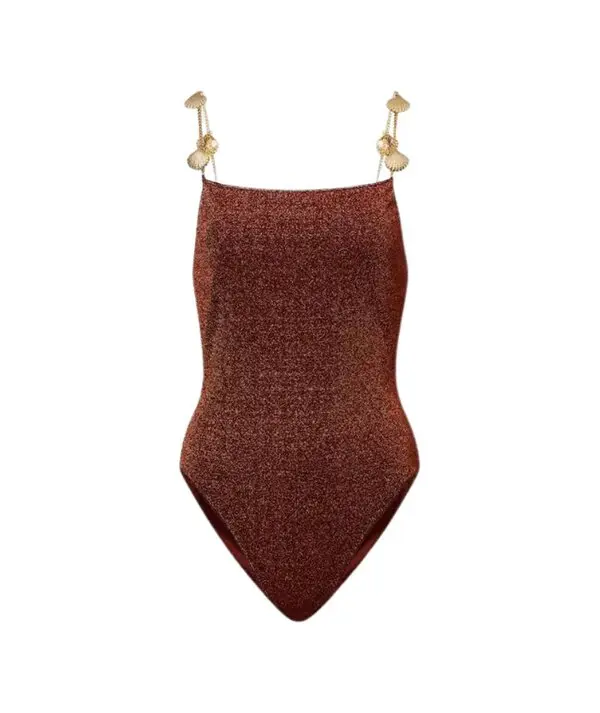 Oseree Lumière Shells Embellished Swimsuit - Brown