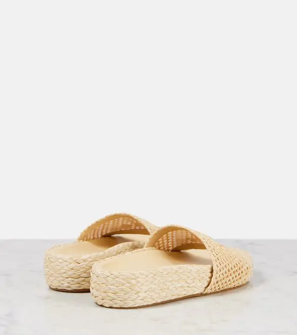 Chloé Isla Raffia-effect Slides - Beige
