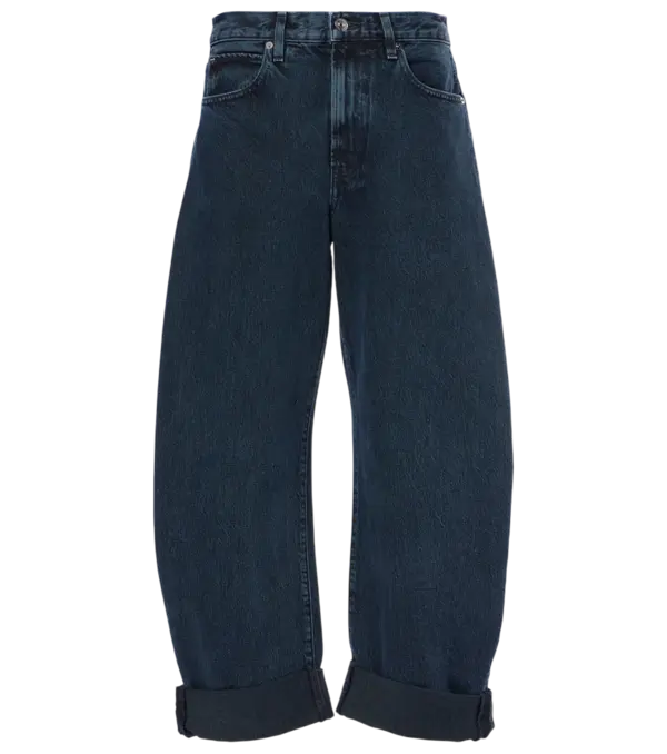 FRAME Bubble High-rise Barrel-leg Jeans - Blue