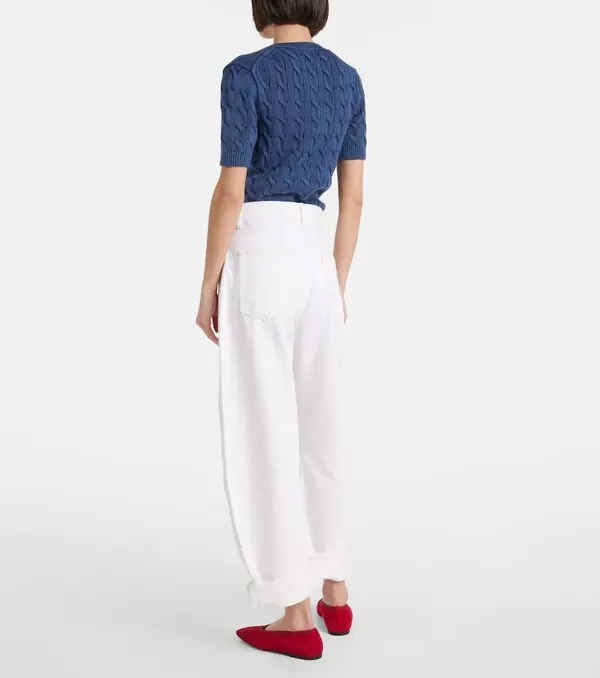 FRAME Bubble High-rise Barrel-leg Jeans - White