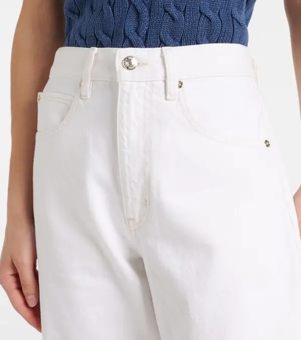 FRAME Bubble High-rise Barrel-leg Jeans - White