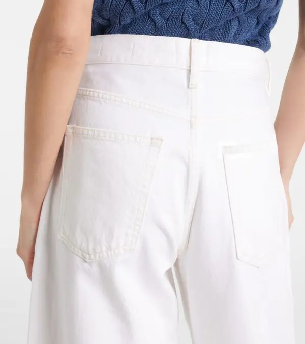 FRAME Bubble High-rise Barrel-leg Jeans - White