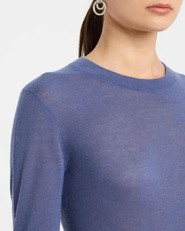 JOSEPH Long-sleeve Crewneck Cashmere Top - Harbour