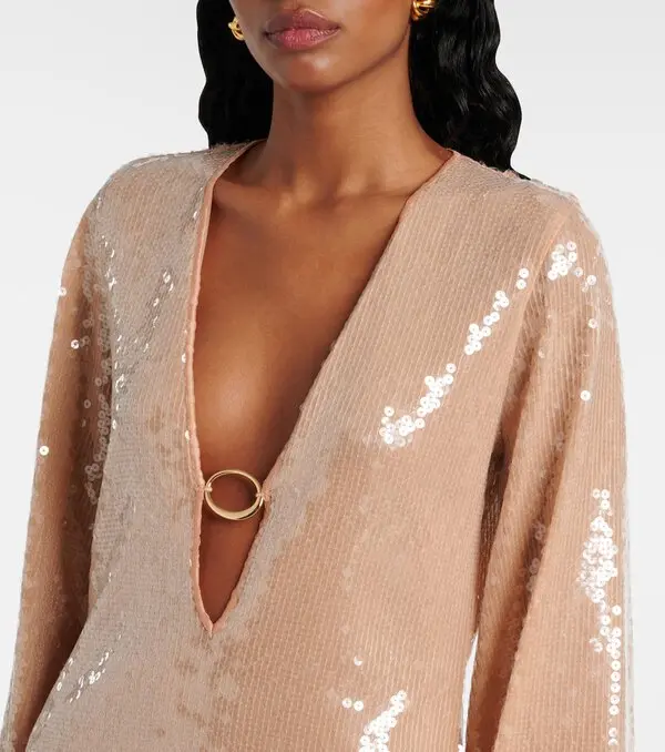 Oseree Sequined Tunic - Beige