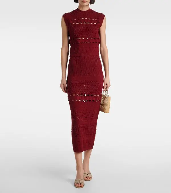 Elie Saab Cut-out Knitted Midi Skirt