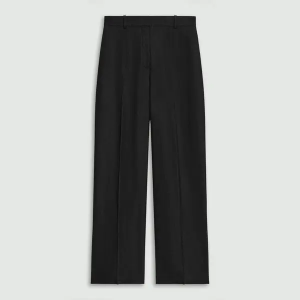 Theory Straight Pant In Linen-viscose - Black