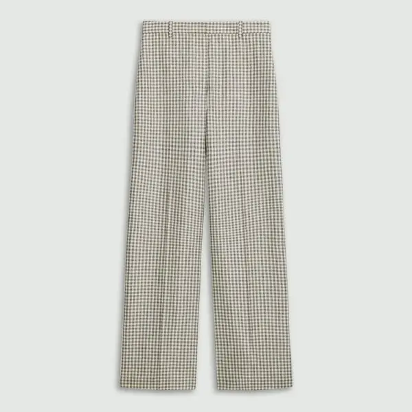 Theory Straight Pant In Checked Linen-blend