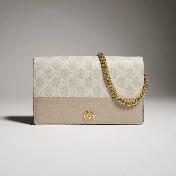 Gucci Gg Marmont Wallet On Chain Leather - Neutral