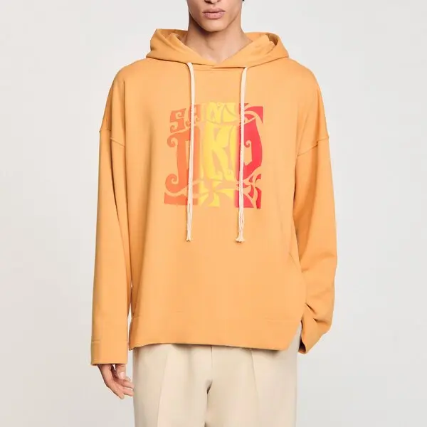 Sandro Cotton Hooded Sweatshirt With Print - Mandarin.