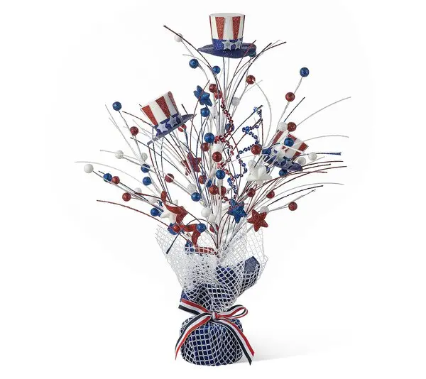 GLITZHOME 20' Patriotic Americana Top Hat Table Tree
