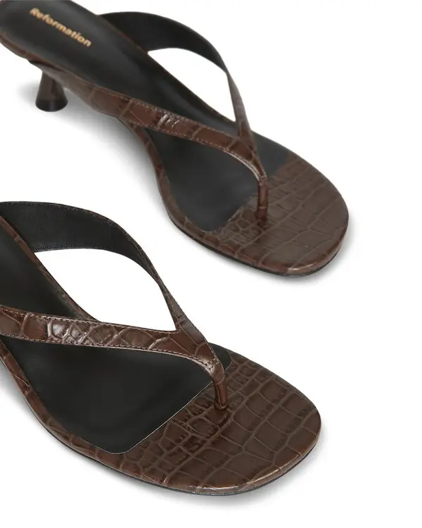 REFORMATION Sophie Heeled Sandals - Brown Croc-effect
