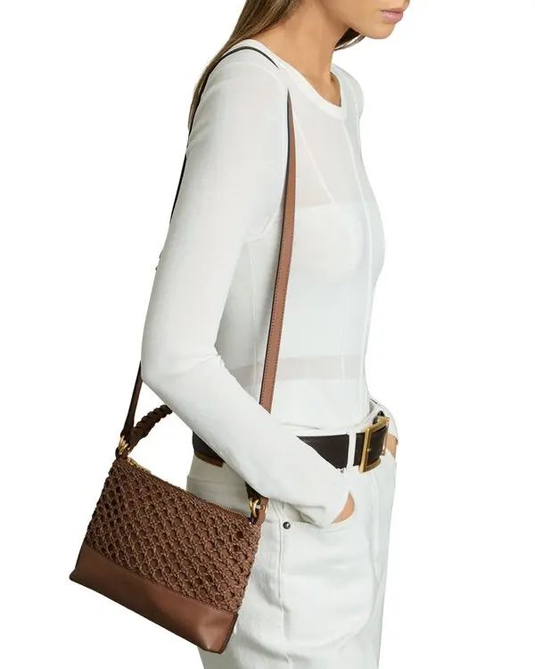 REISS Blakeley Raffia Crossbody Bag