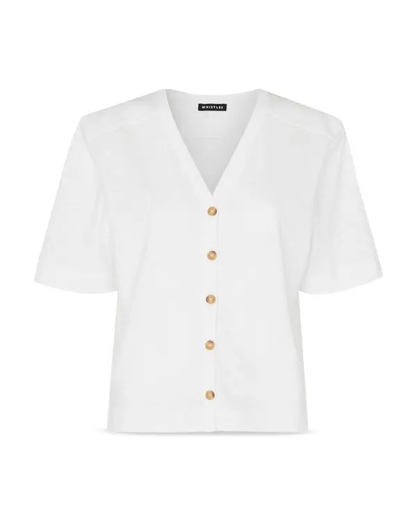 Whistles Ella V-neck Button-down Shirt