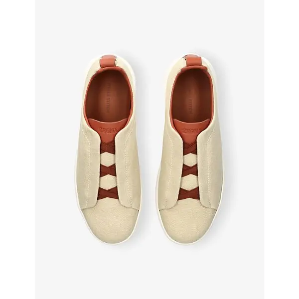 Zegna Triple Stitch Denim Low-top Trainers - Beige