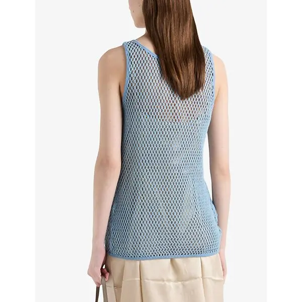 Prada Sleeveless Cotton Mesh Top