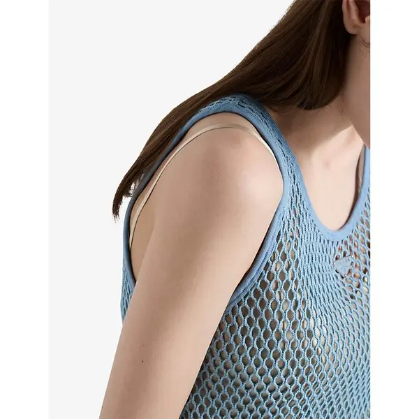 Prada Sleeveless Cotton Mesh Top