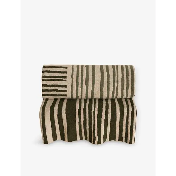 SOHO HOME Orwell Striped Wool-blend Throw 140cm X 200cm - Olive