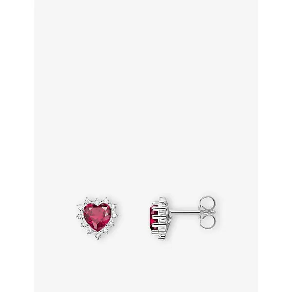 THOMAS SABO True Romance Heart Stud Earrings - Red