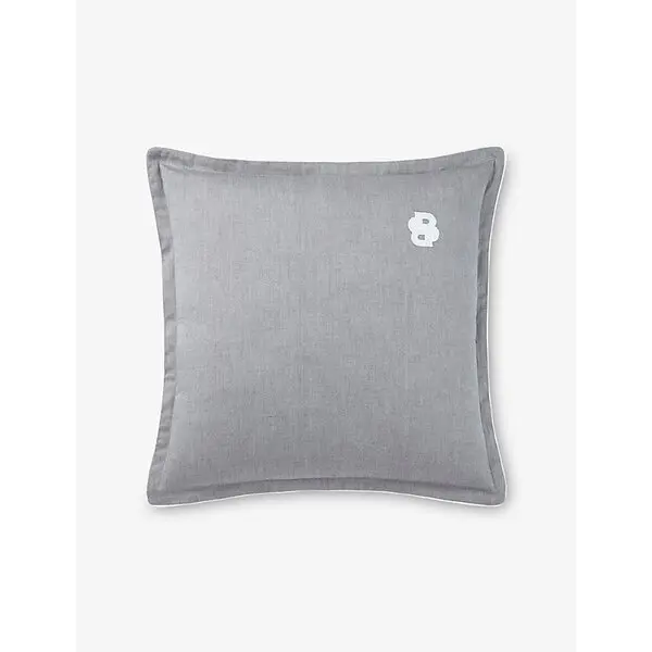 BOSS Volumn Bb Logo-embroidered Cotton Oxford Cushion Cover 45cm X 45cm - Grey