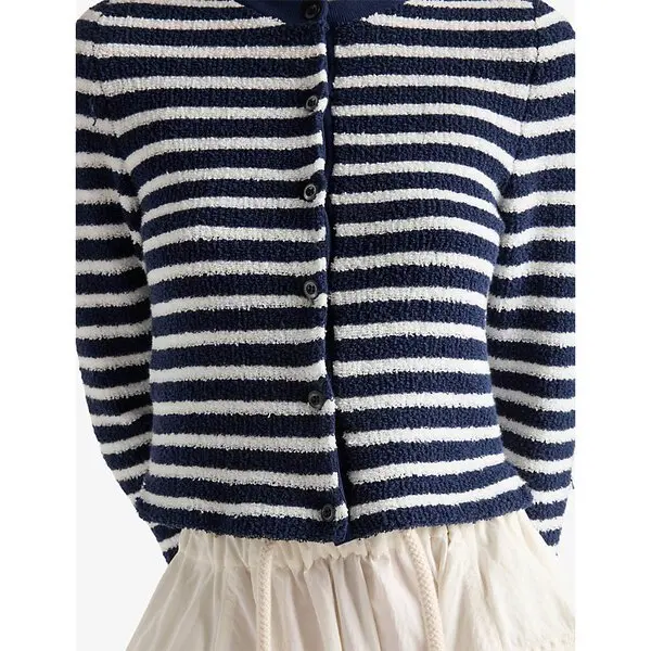 Prada Striped Boucle Knitted Cardigan