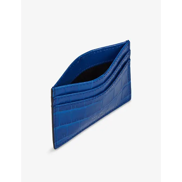 Smythson Flat Leather Card Holder - Cerulean