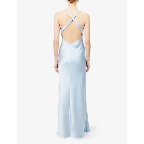 Bec & Bridge Satin Maxi Dress In Dusty Blue - 50% Off | Editorialist