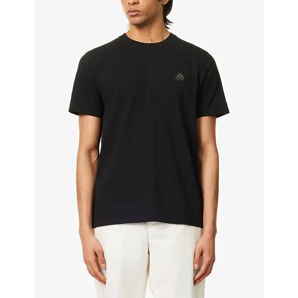 Moose Knuckles Crescent Brand-plaque Cotton-jersey T-shirt - Black