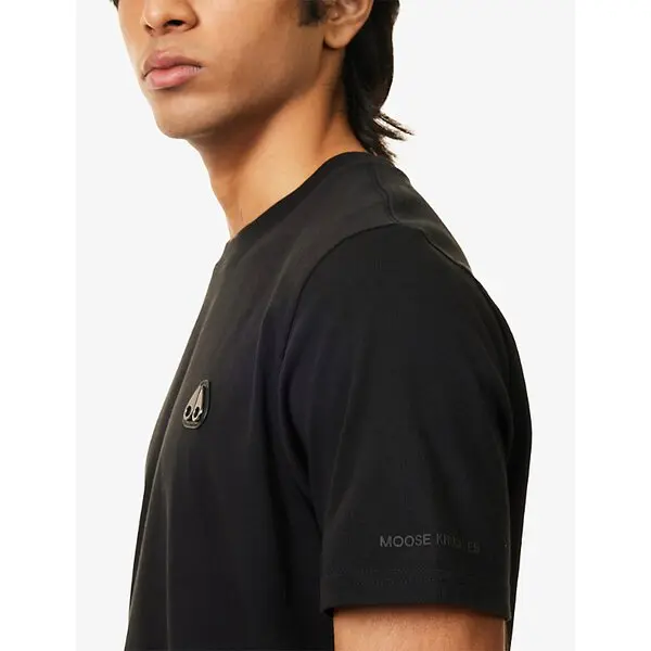 Moose Knuckles Crescent Brand-plaque Cotton-jersey T-shirt - Black