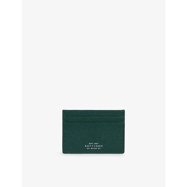 Smythson Flat Leather Card Holder - Forest Green