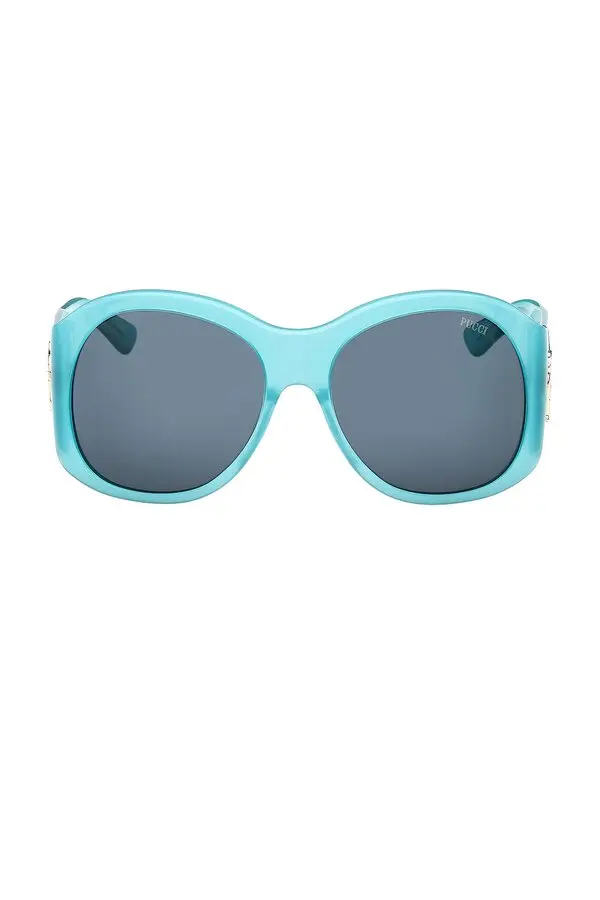 Emilio Pucci Geometric Sunglasses - Shiny Opal Turquoise & Blue