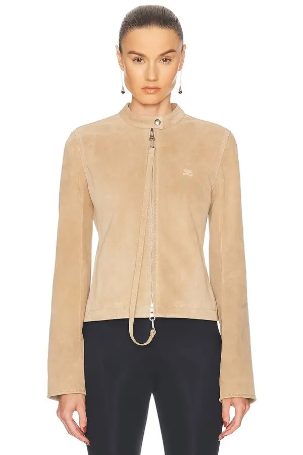 COURREGES Zipped Leather Biker Jacket