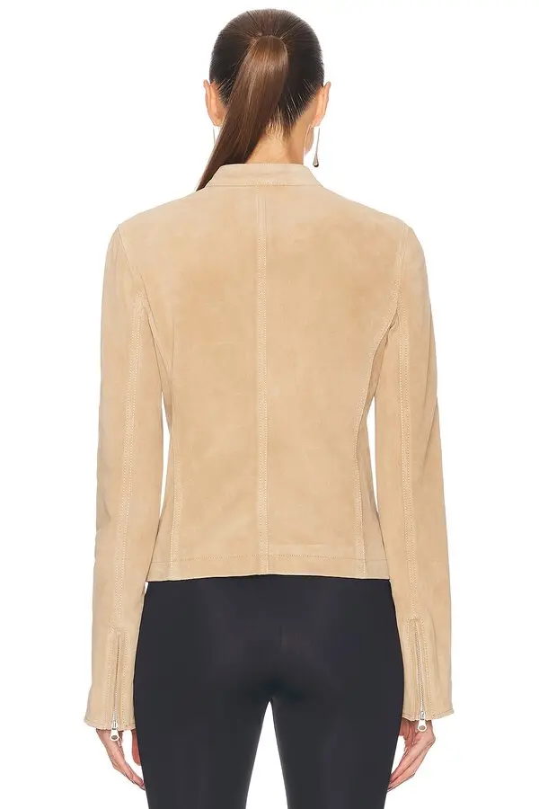 COURREGES Zipped Leather Biker Jacket