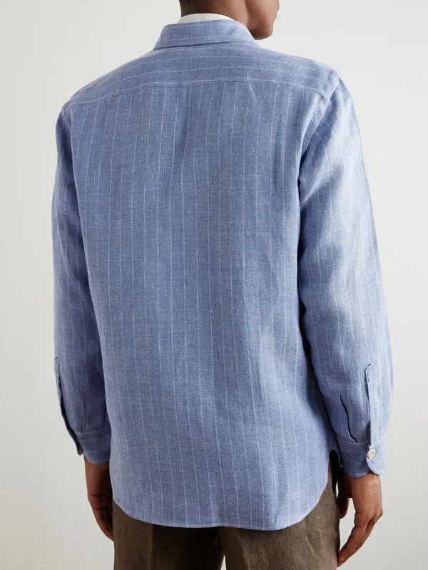 Rubinacci Striped Linen And Wool-blend Overshirt
