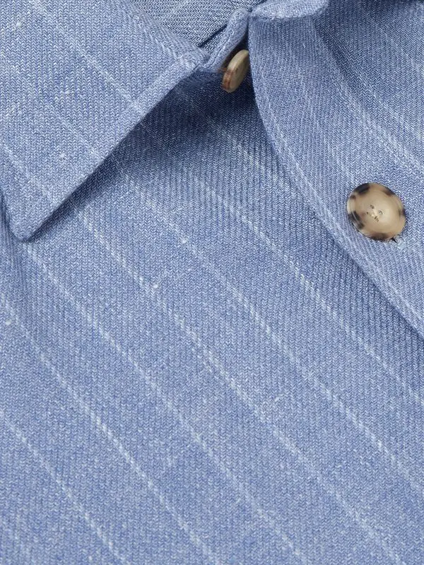 Rubinacci Striped Linen And Wool-blend Overshirt