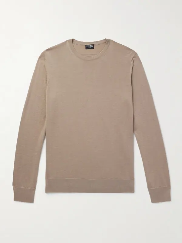 Zegna Cashseta Crewneck Sweater - Neutrals
