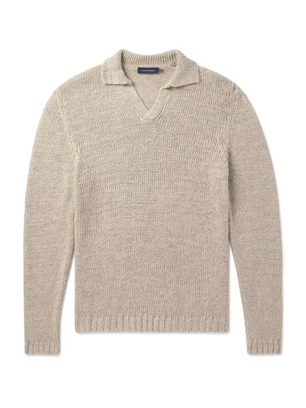 Thom Sweeney Linen-blend Polo Shirt