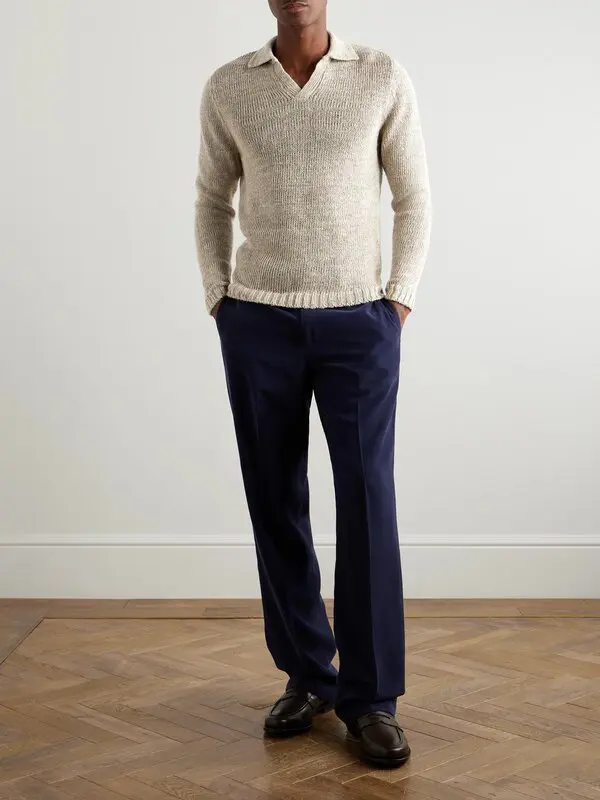 Thom Sweeney Linen-blend Polo Shirt