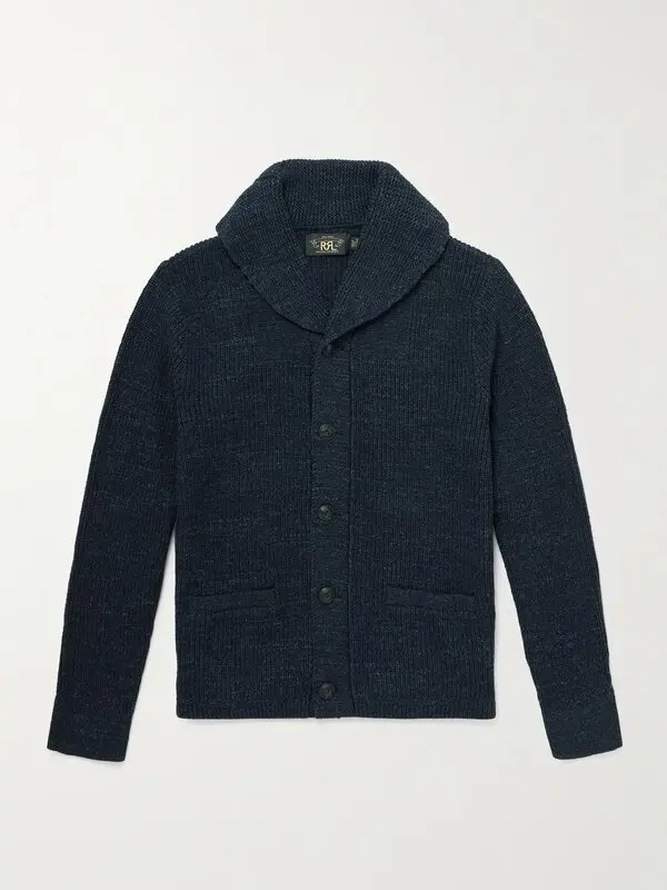 Ralph Lauren Shawl-collar Ribbed Cotton Cardigan - Blue