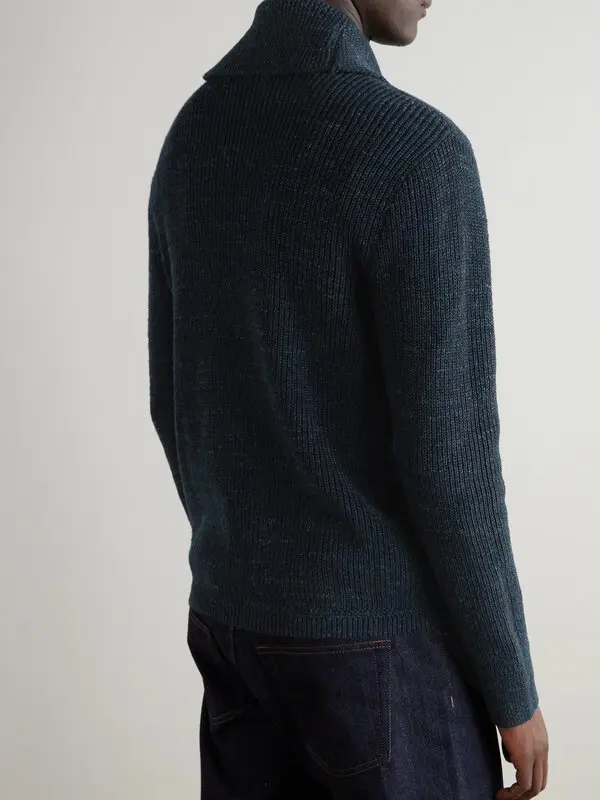 Ralph Lauren Shawl-collar Ribbed Cotton Cardigan - Blue