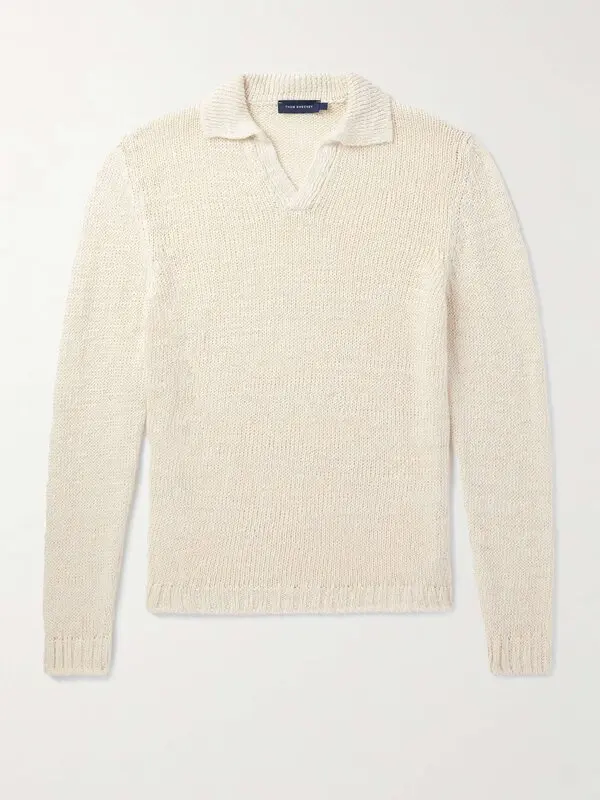 Thom Sweeney Linen-blend Polo Shirt