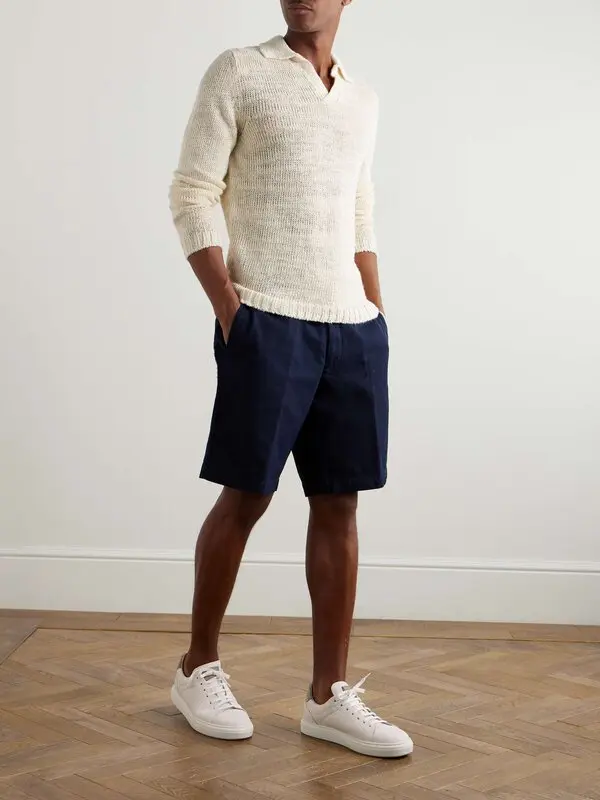 Thom Sweeney Linen-blend Polo Shirt