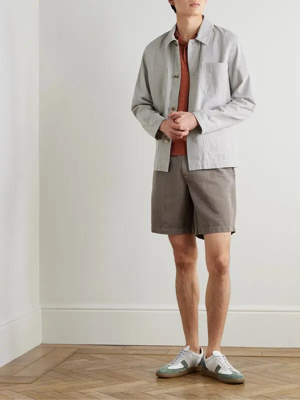 Mr P. Wide-leg Organic Cotton And Linen-blend Bermuda Shorts