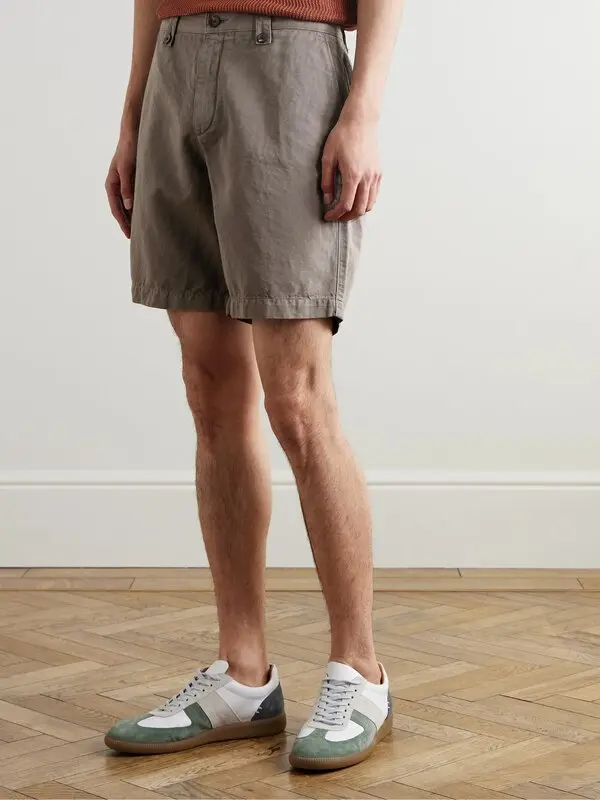Mr P. Wide-leg Organic Cotton And Linen-blend Bermuda Shorts