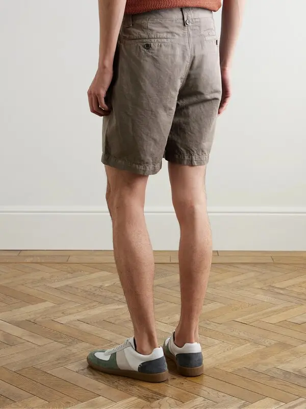 Mr P. Wide-leg Organic Cotton And Linen-blend Bermuda Shorts